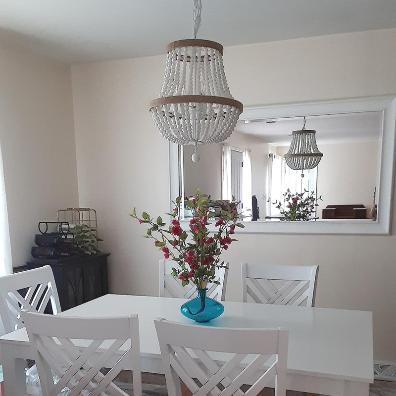 Bungalow Rose Maliza 3 - Light Dimmable Empire Chandelier Wood Bead Accent & Reviews | Wayfair